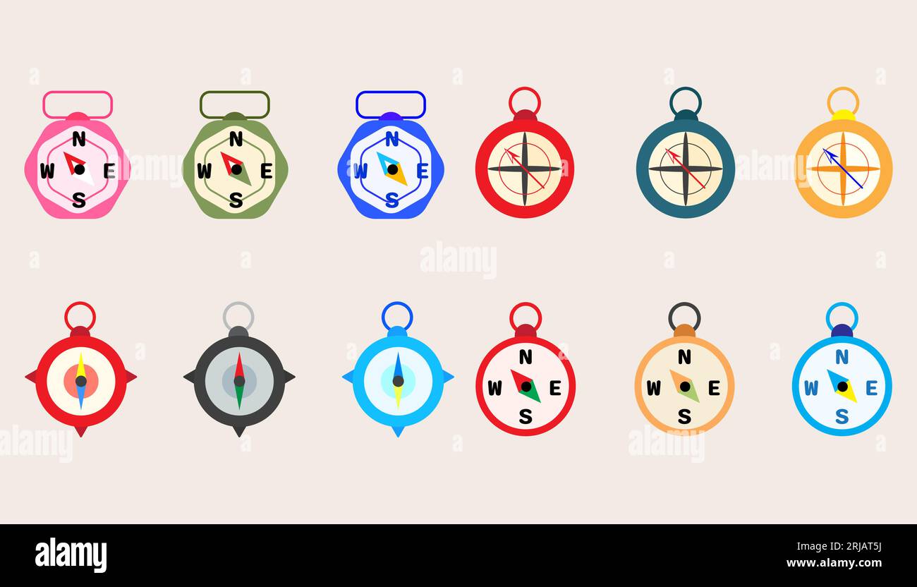 Collection Compass Toolnavigation Devicecompass Object For Navigation And Orientationset Of