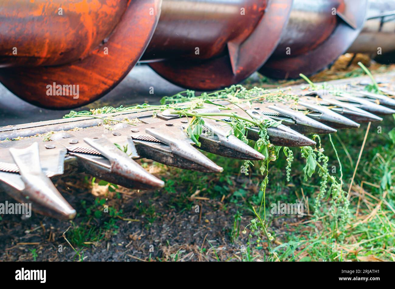 Sharp metal spikes on wheat harvester Stock Photo - Alamy