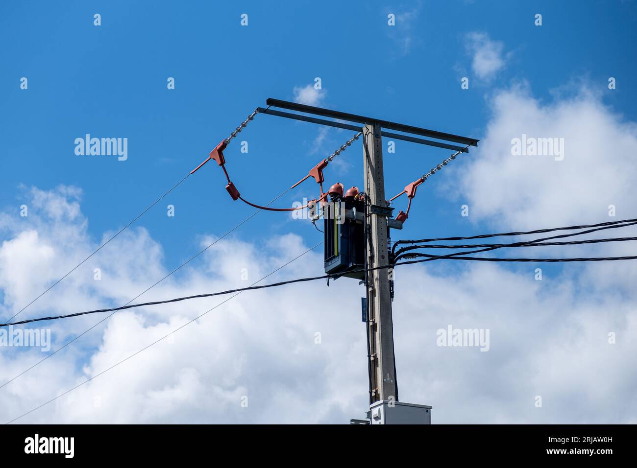 power pole with electrical transformer Stock Photo - Alamy