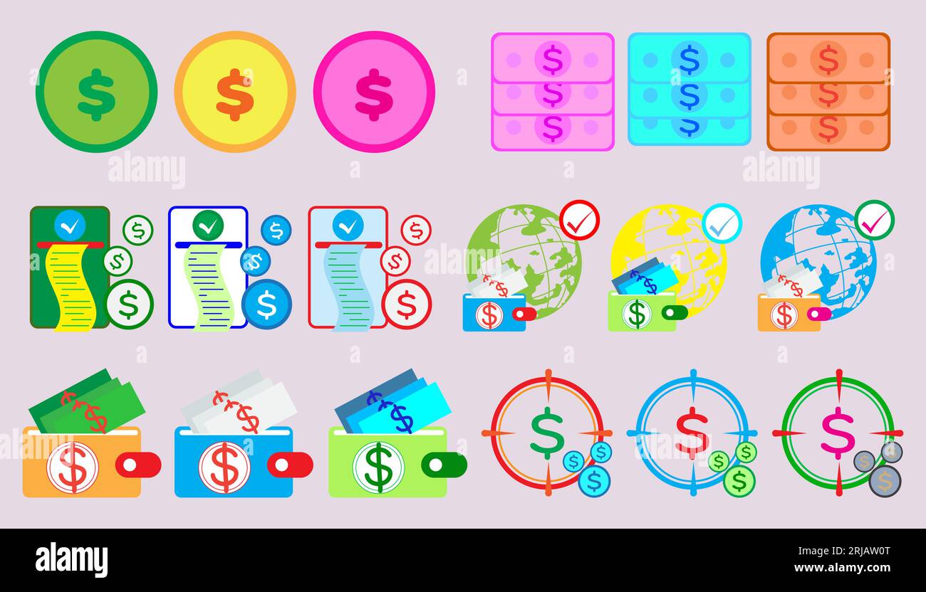 Collection icon symbol about financial transactions anywhere. set of ...