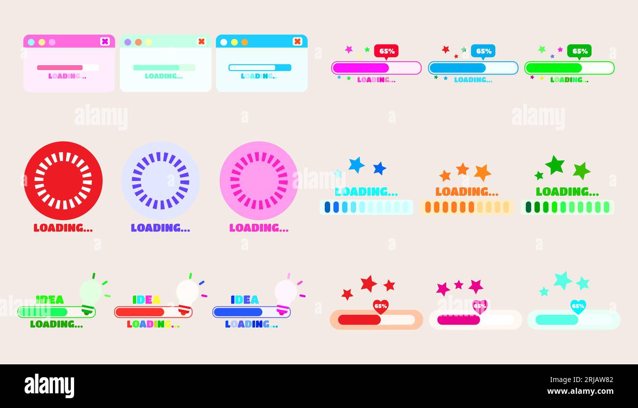 Collection Loading bar and progress visualization.set of Loading status Stock Vector Image & Art ...