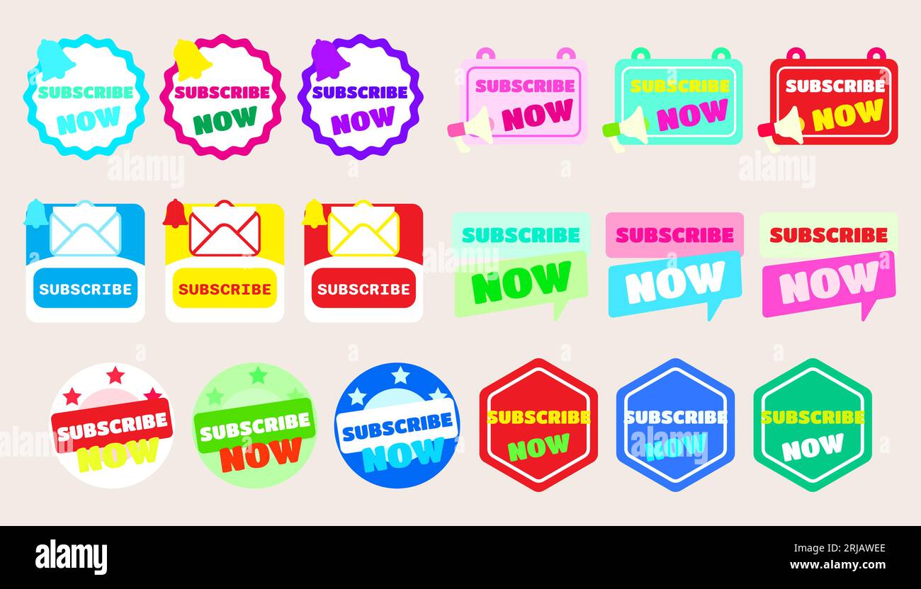 Collection icon Subscribe button. set of Subscribe Stock Vector Image ...