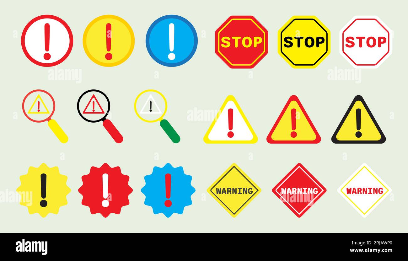 Collection icon Symbols with caution symbols. set of warning Stock ...