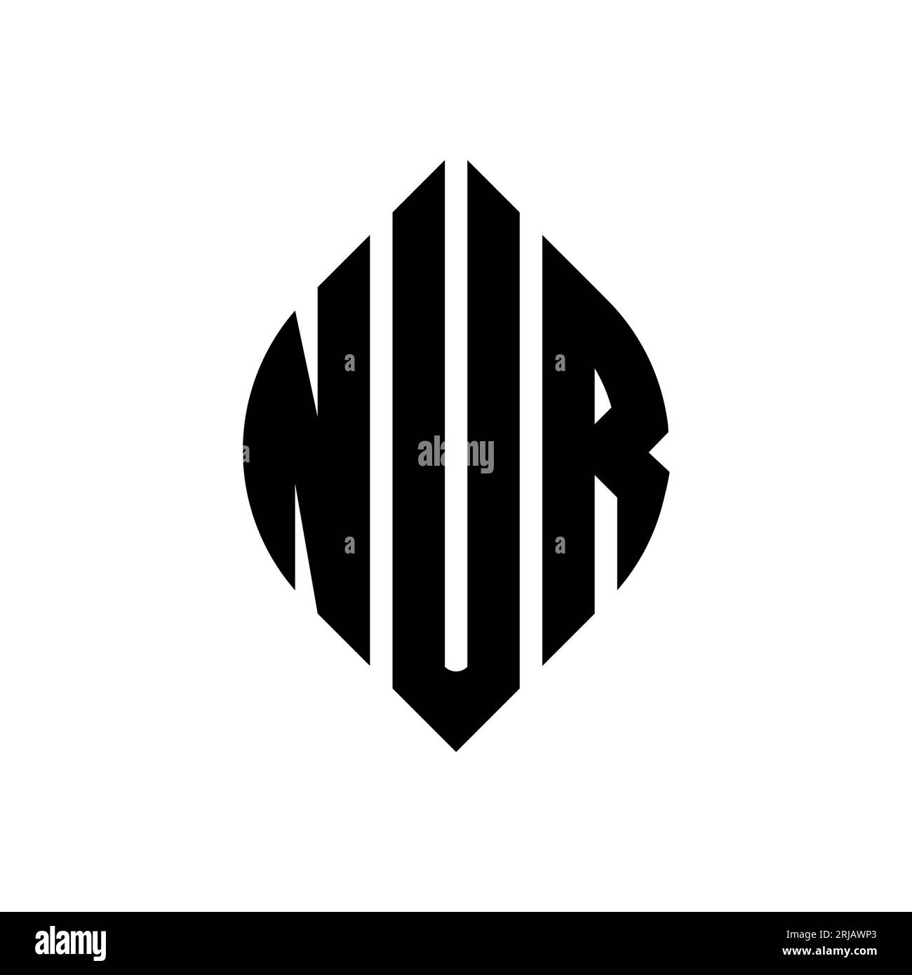 NUR circle letter logo design with circle and ellipse shape. NUR ...
