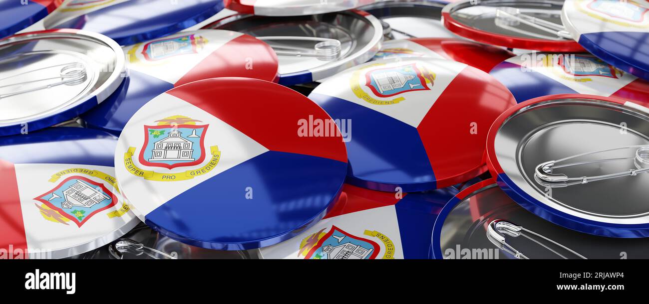 Sint Maarten - round badges with country flag - voting, election ...