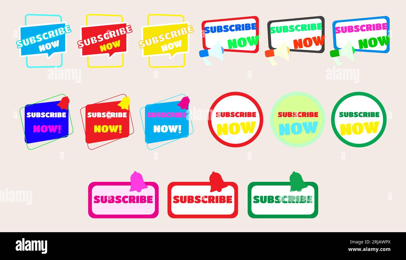 Collection icon Subscribe button. set of Subscribe Stock Vector Image ...