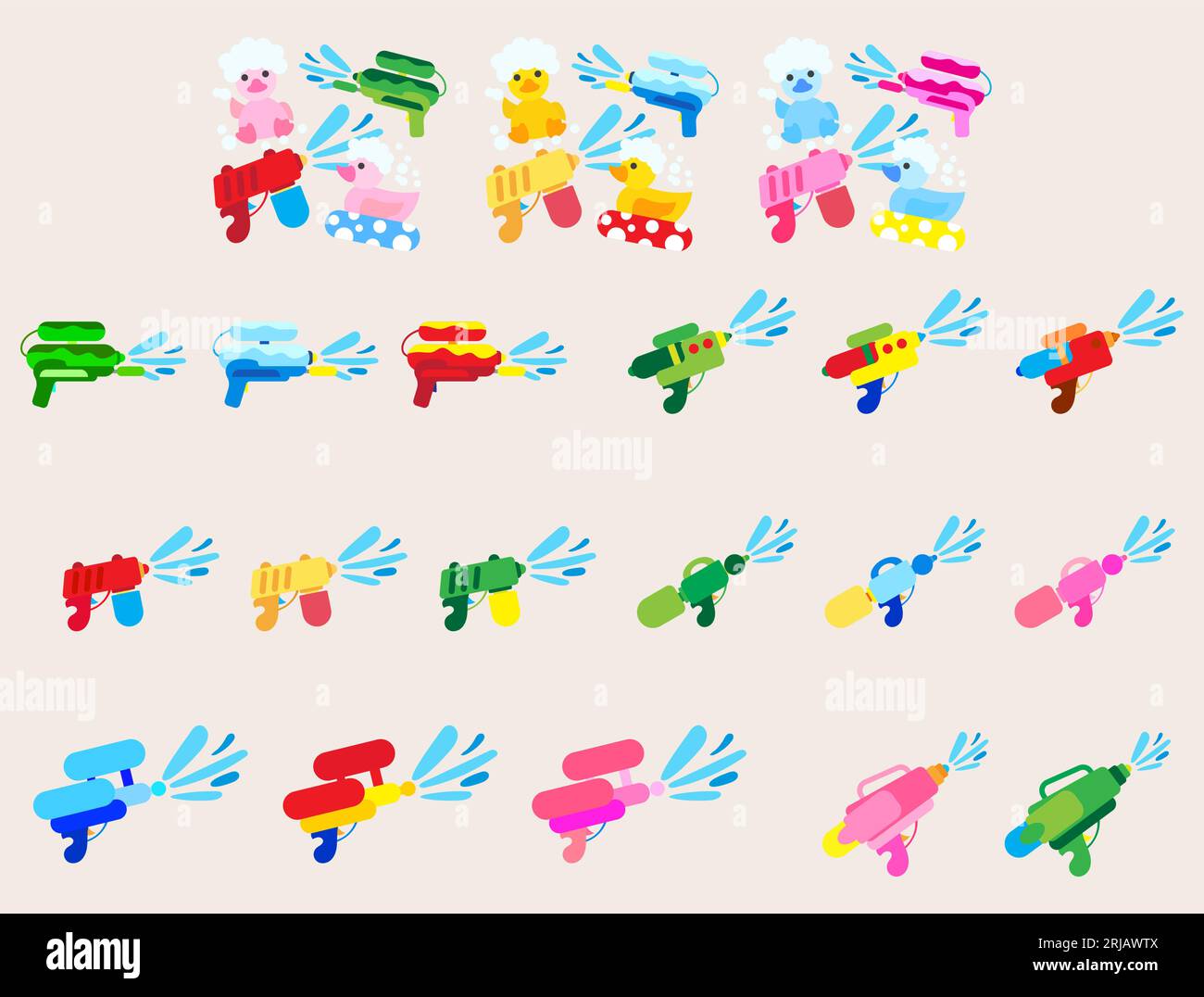 Collection icon Water gun. Plastic summer toy. Colorful design for ...