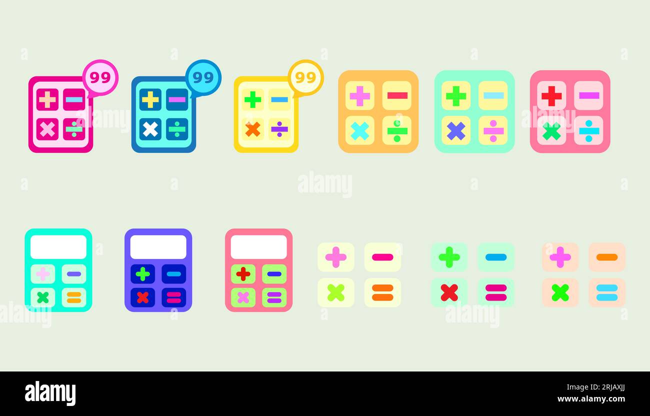 Collection Calculator symbol icon.Set of Calculator Stock Vector Image ...