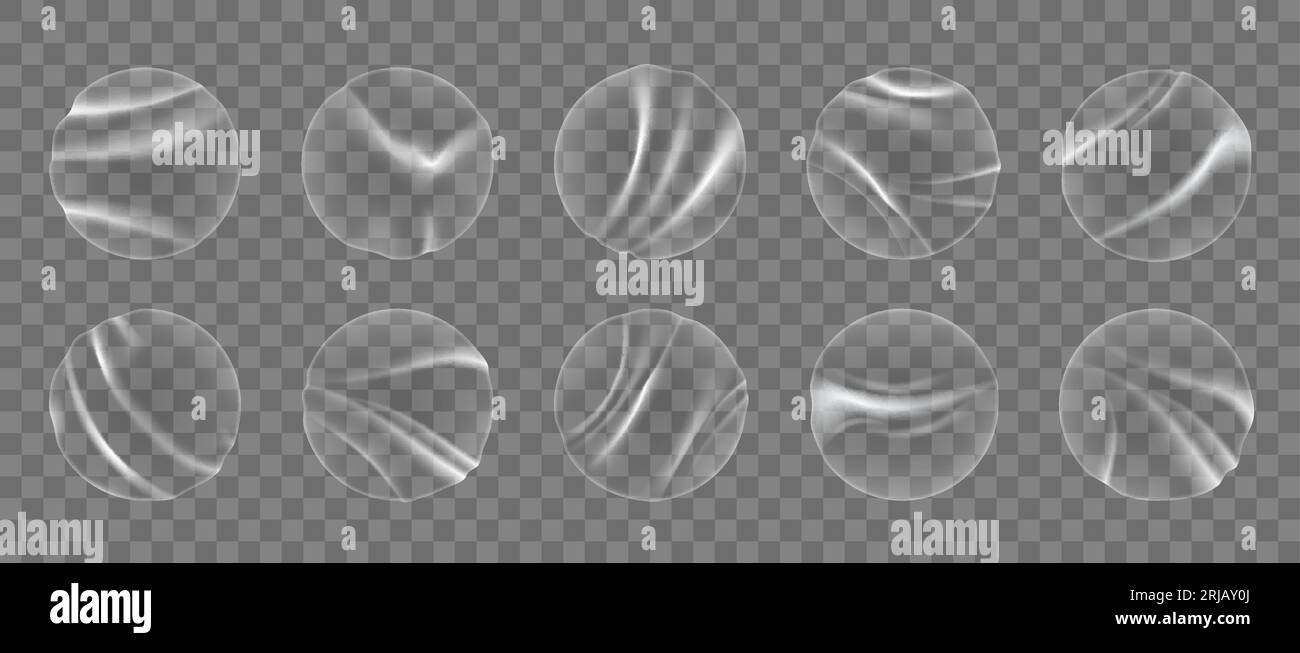 Adhesive transparent round plastic stickers, circle overlay patch ...