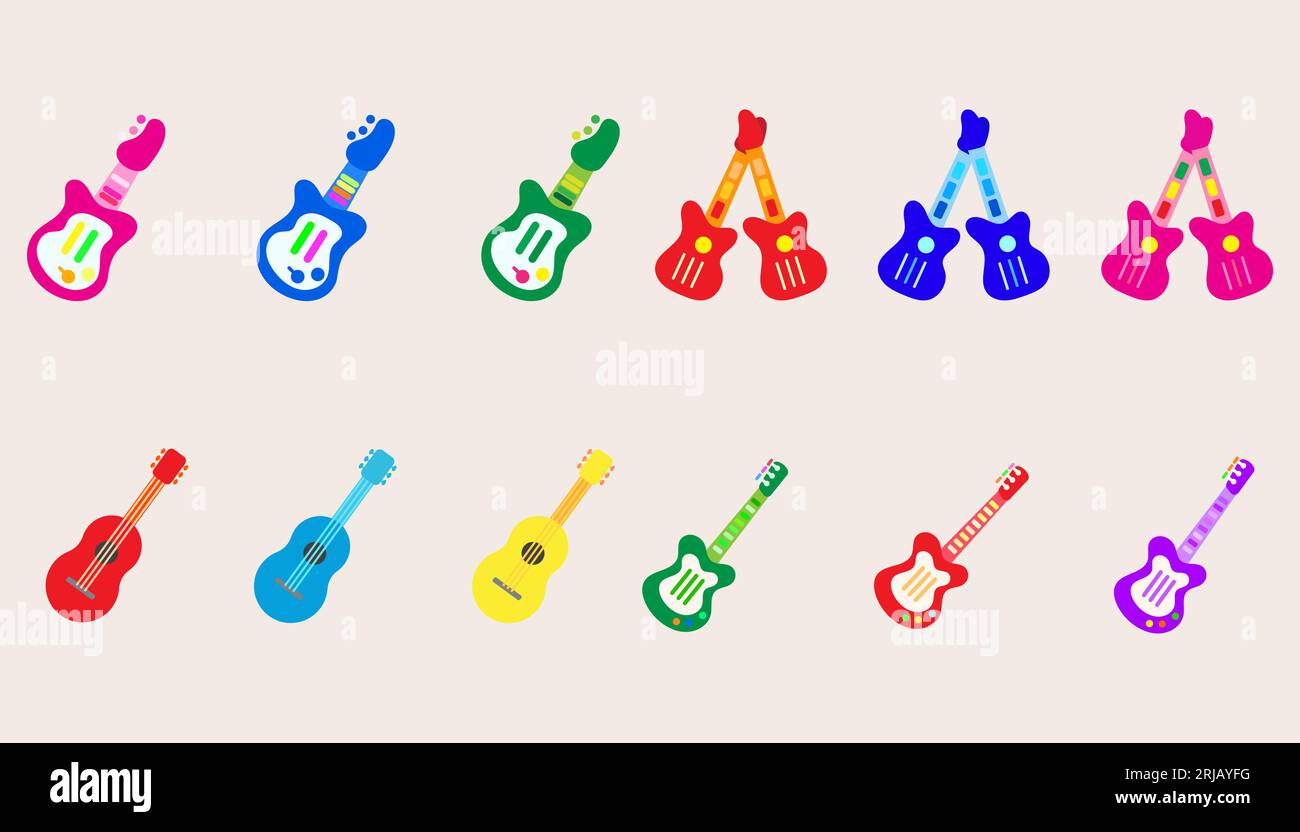Collection toy guitar,Funny children's toys.set of guitar Stock Vector ...