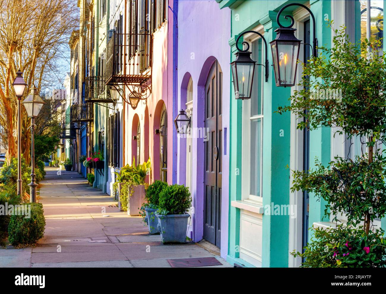 Rainbow Row,East Bay Street,Historic colorful Homes Charleston, South ...