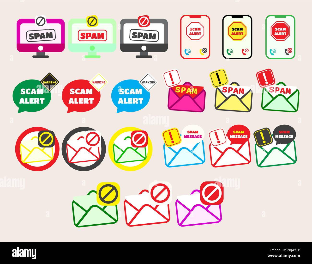 Collection icon alerts against viruses, spam, in various forms. set of ... Collection icon alerts against viruses, spam, in various forms. set of ...