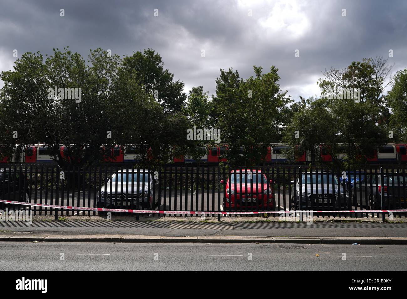 Police tape at the scene on Du Cane Road, near Shepherds Bush, west ...