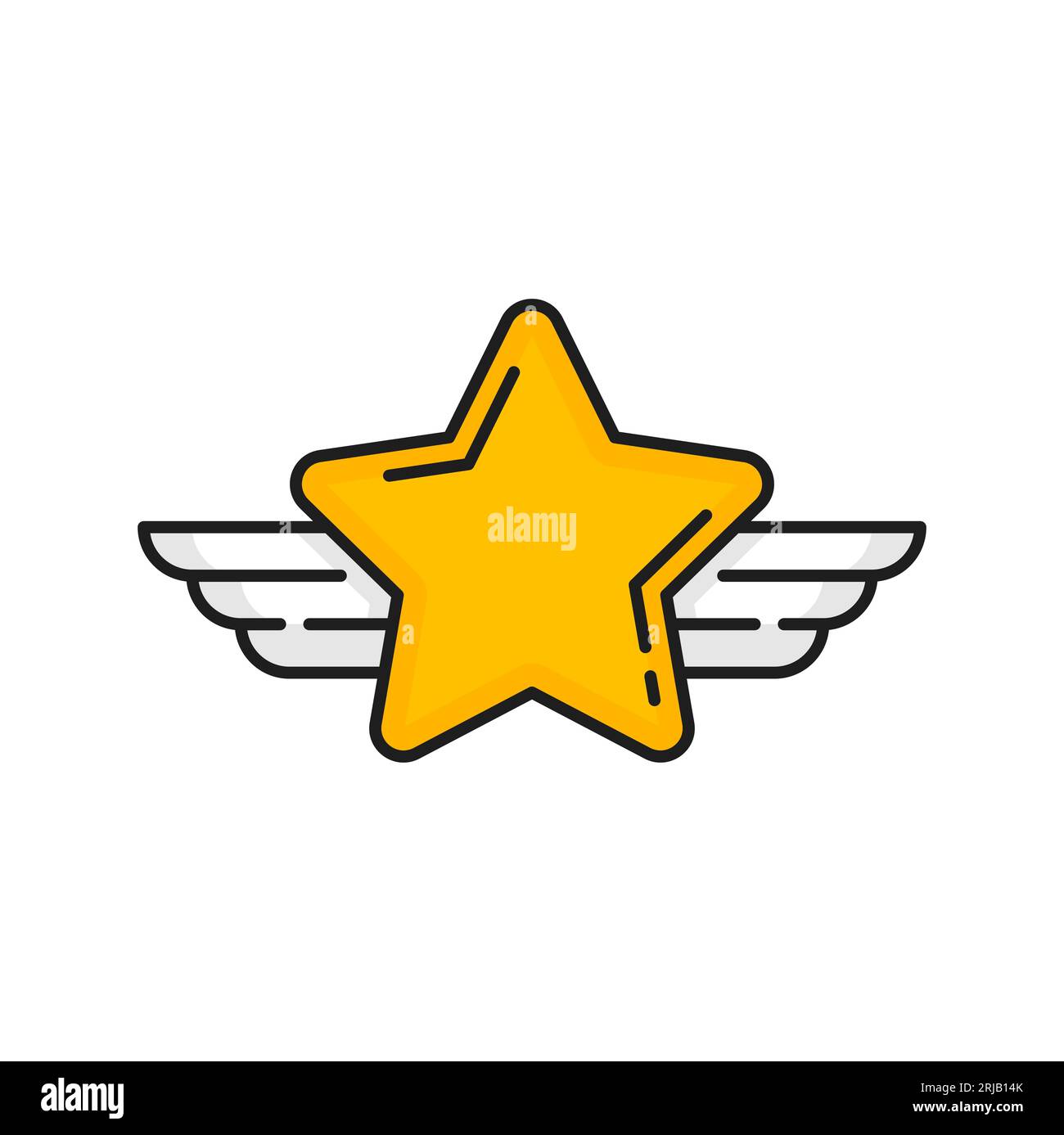 Rank star with wings icon of quality rating, customer satisfaction ...