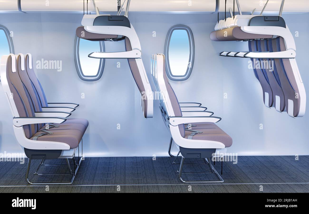 Airplane cabin interior Stock Photo - Alamy