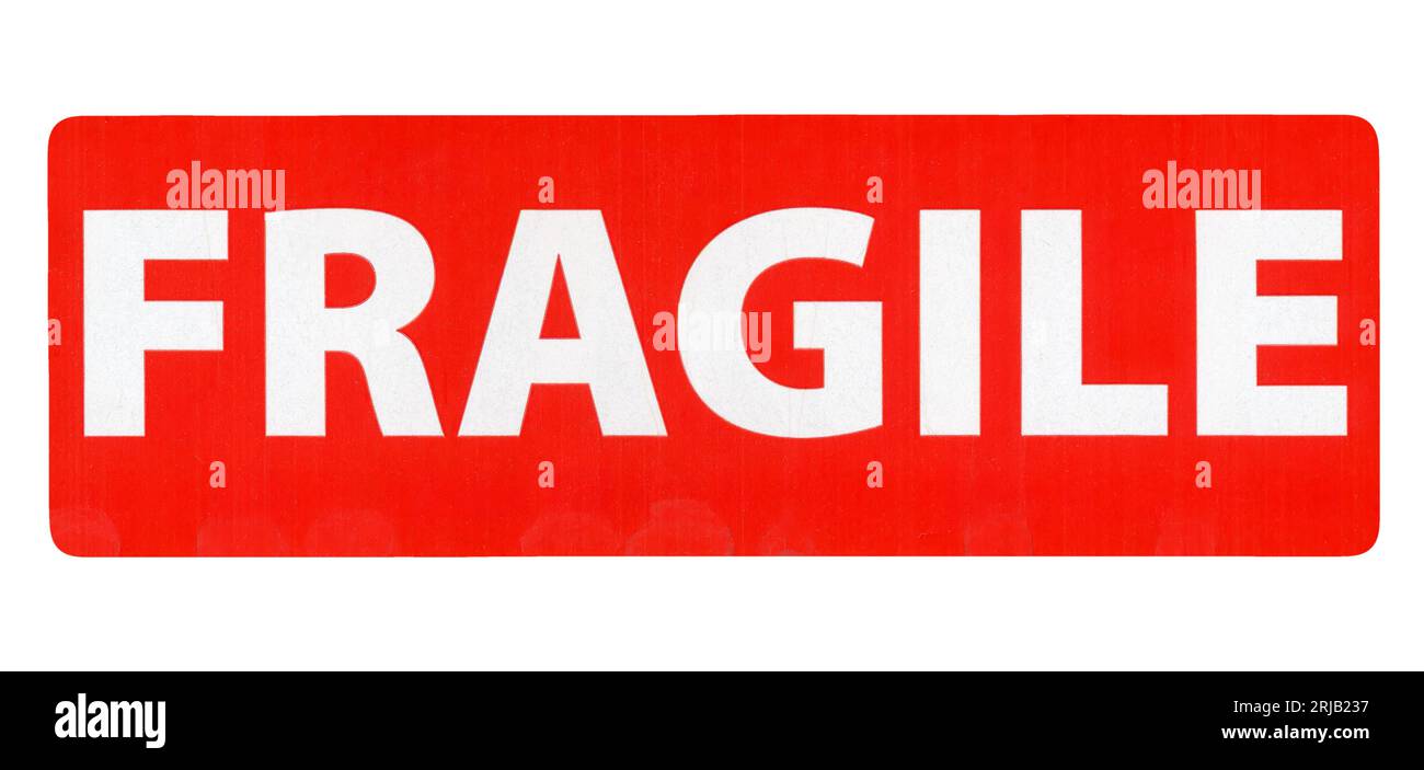 fragile label isolated over a white background Stock Photo - Alamy