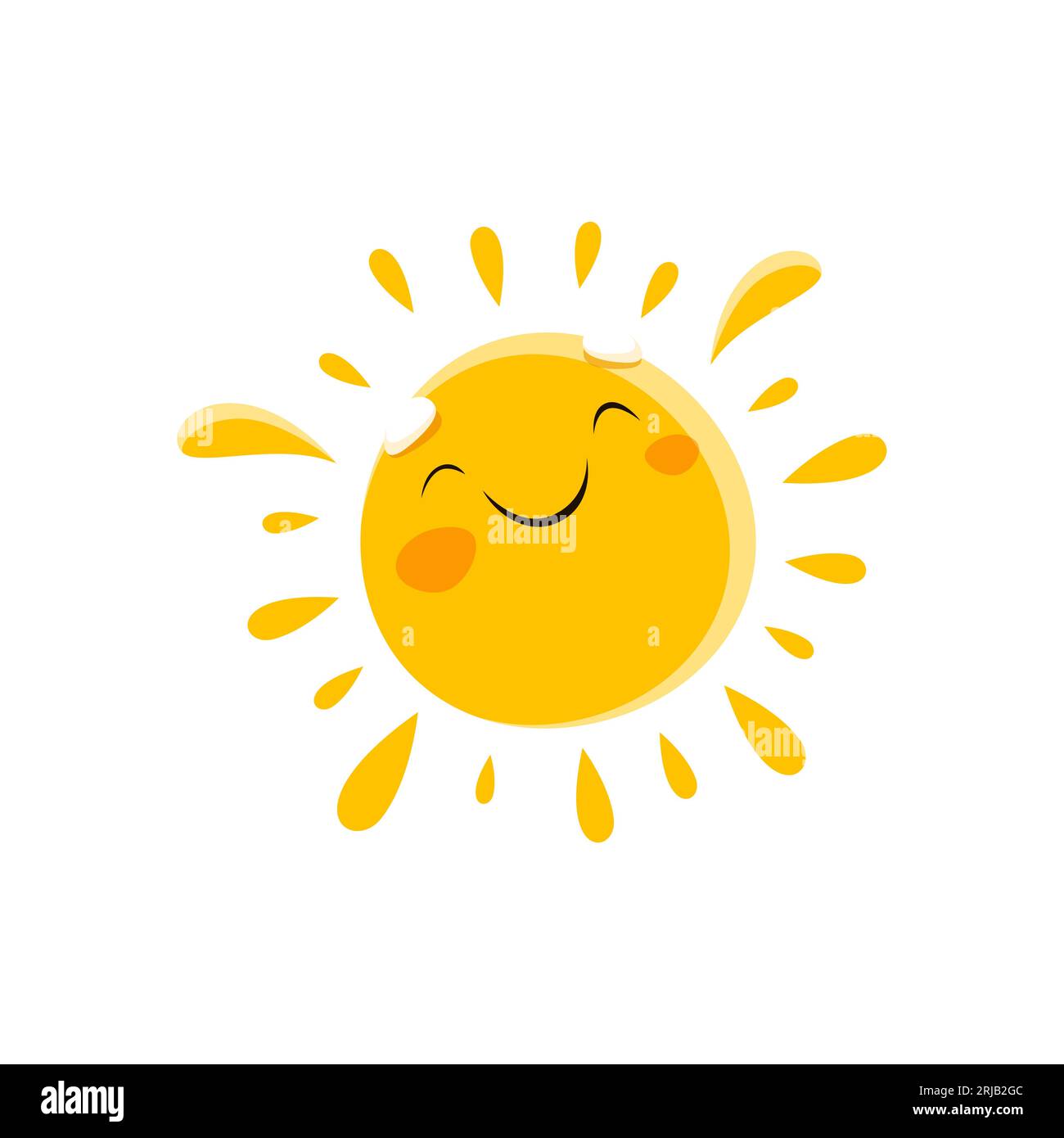 Cartoon cheerful sun character, cute personage with closed eyes and ...
