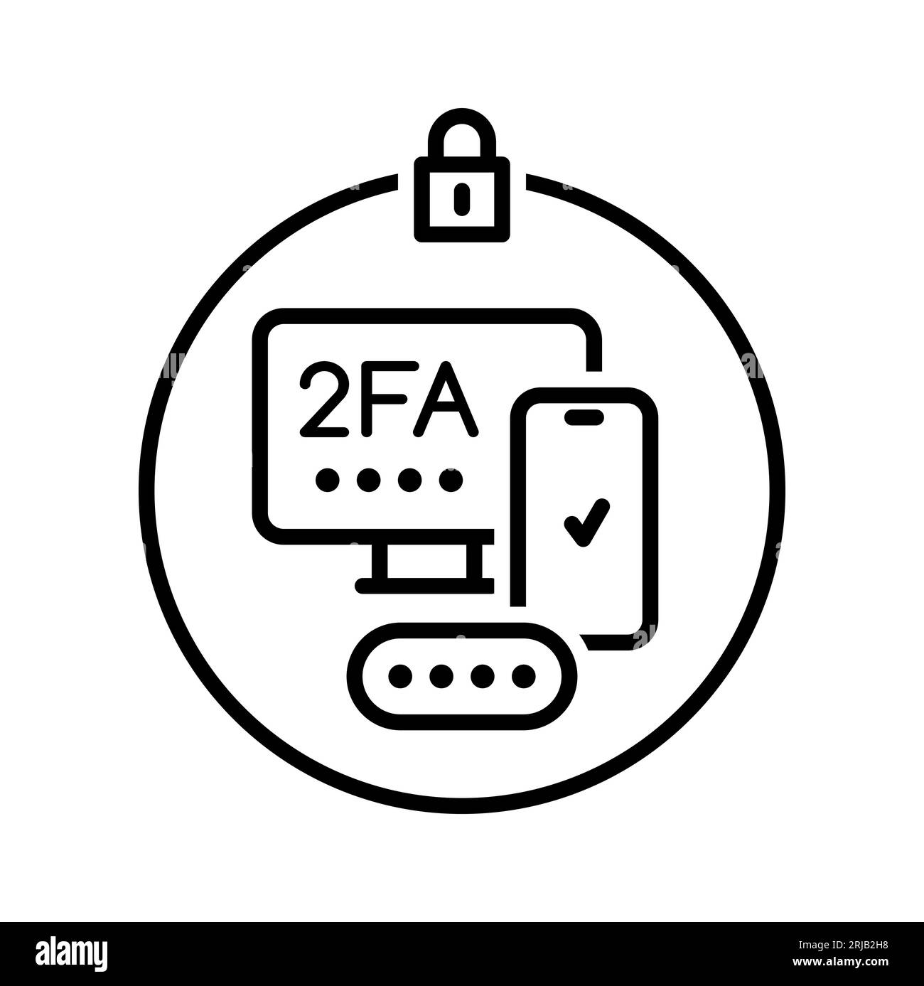 2fa Two Factor Verification Icon With Vector Thin Line Mobile Phone And