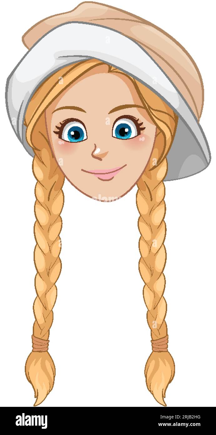 A stylish Caucasian woman with braided hairstyle wearing a hat in a ...