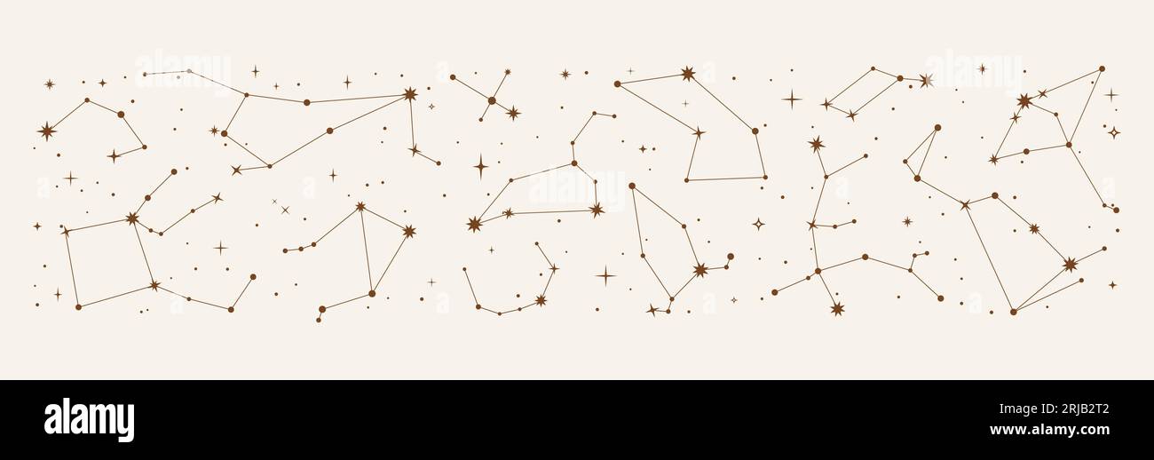 Space star constellation border. Night galaxy sky map, mystic astrology ...