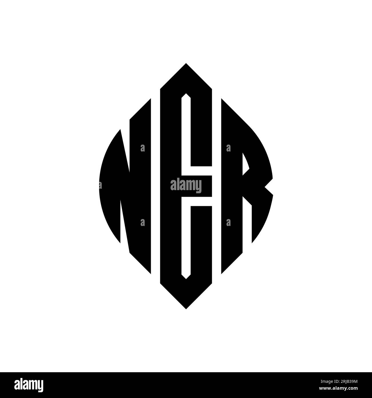 NER circle letter logo design with circle and ellipse shape. NER ...