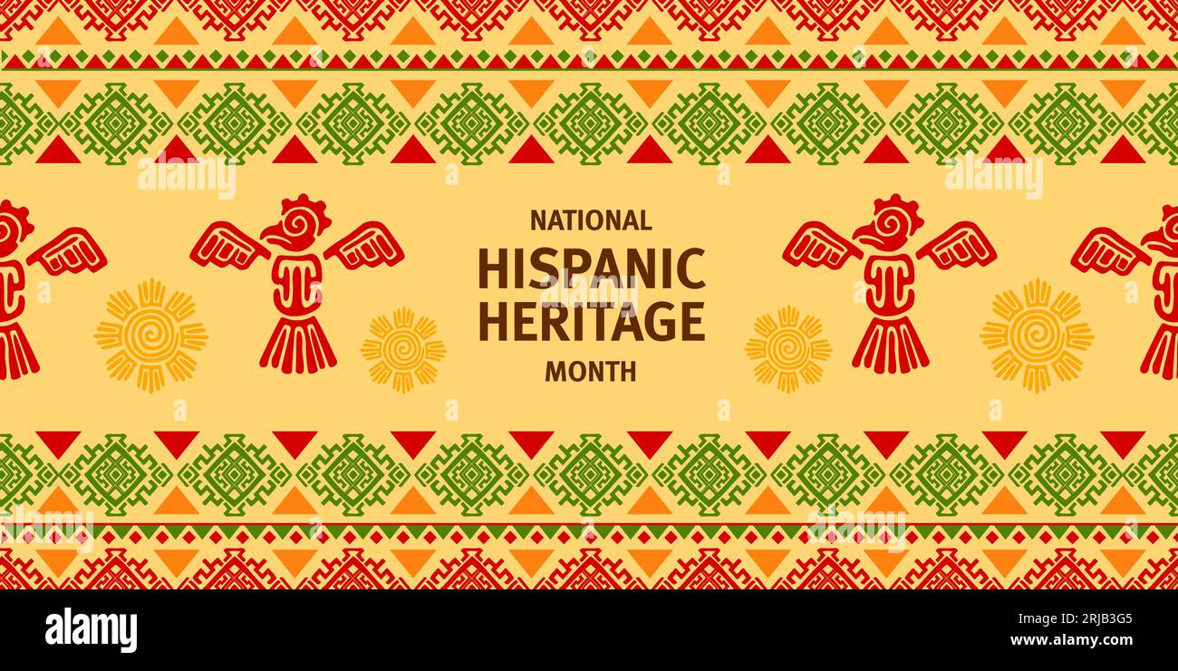 Ethnic mayan aztec eagle bird totem and pattern on national hispanic ...