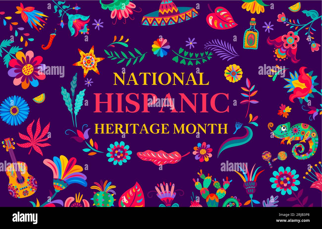 National Hispanic Heritage Month Festival Banner With Sombrero And