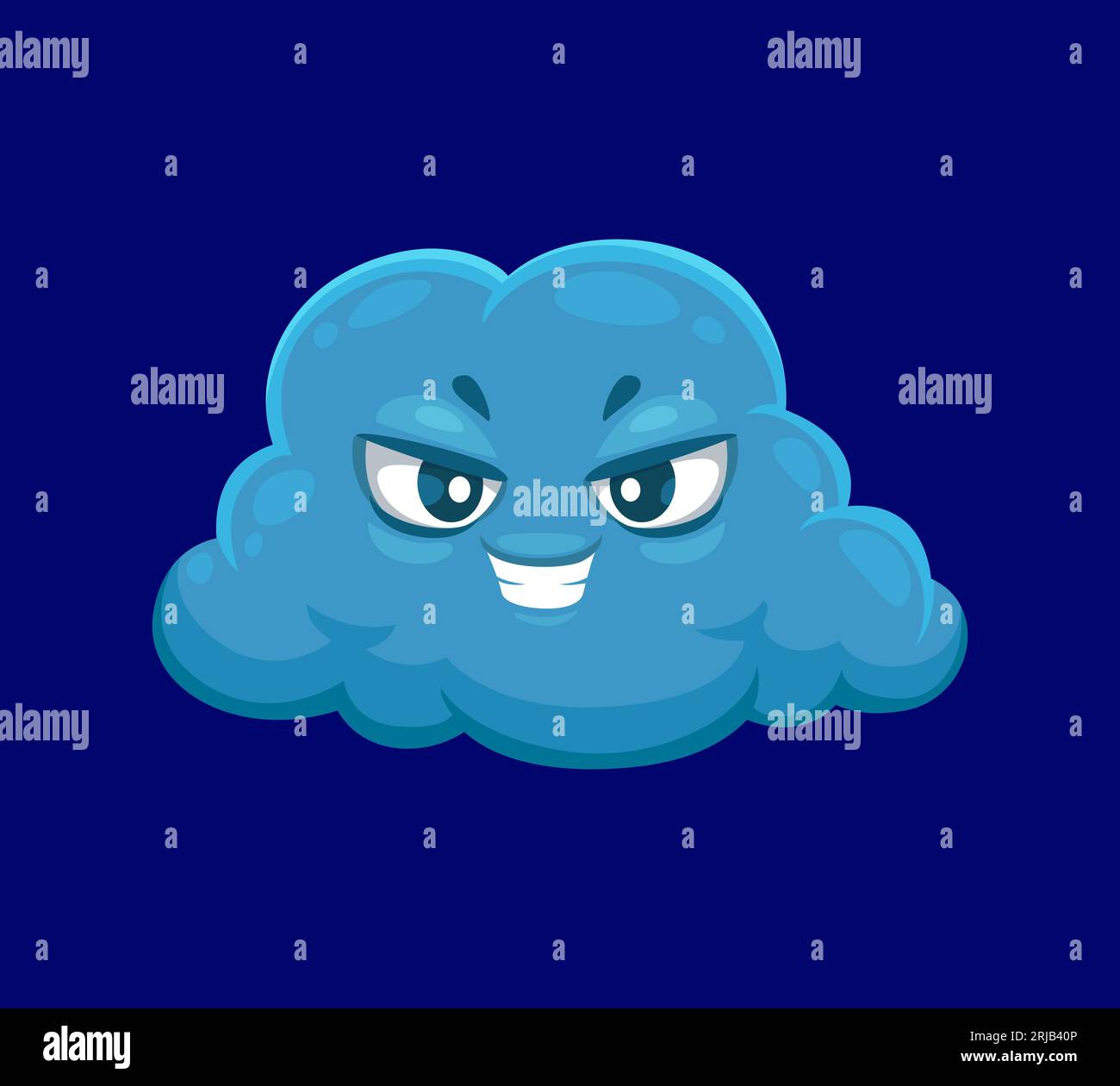 Cartoon cute cloud weather character. Vector sinister and looming, grey ...