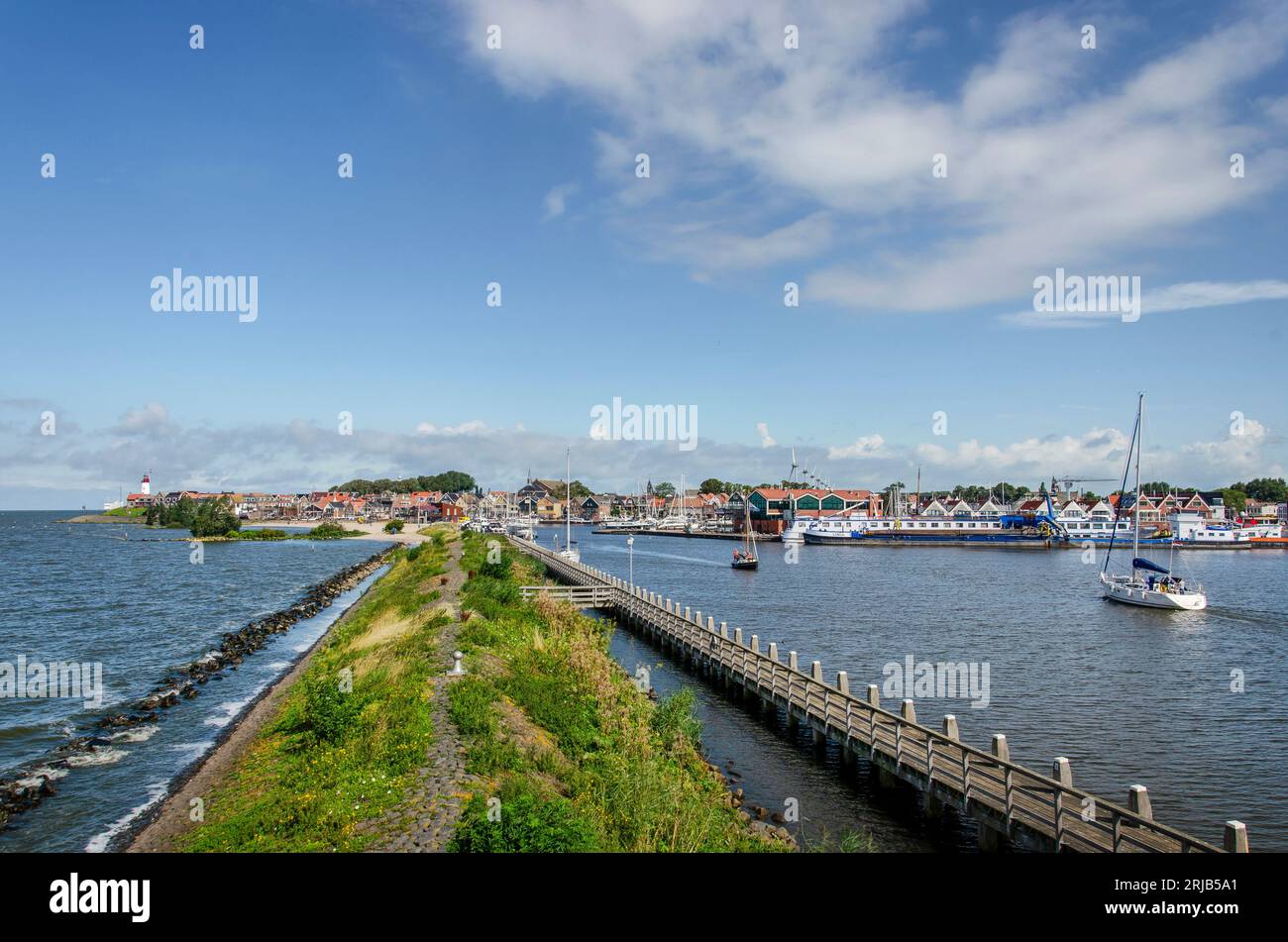 Urk, The Netherlands, August 3, 2023: view from the little wooden ...