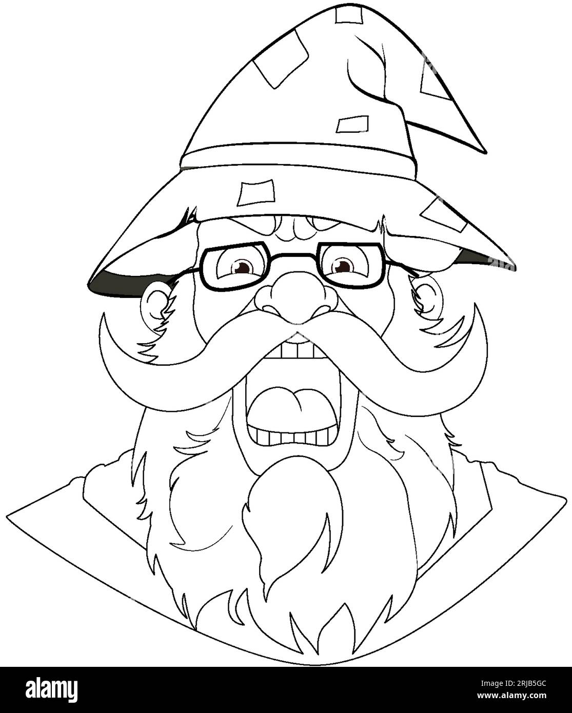 Vector cartoon illustration of an angry old man with a wizard hat Stock ...