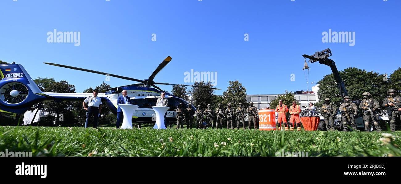 Munich, Germany. 22nd Aug, 2023. Joachim Herrmann (CSU, 2nd from left ...
