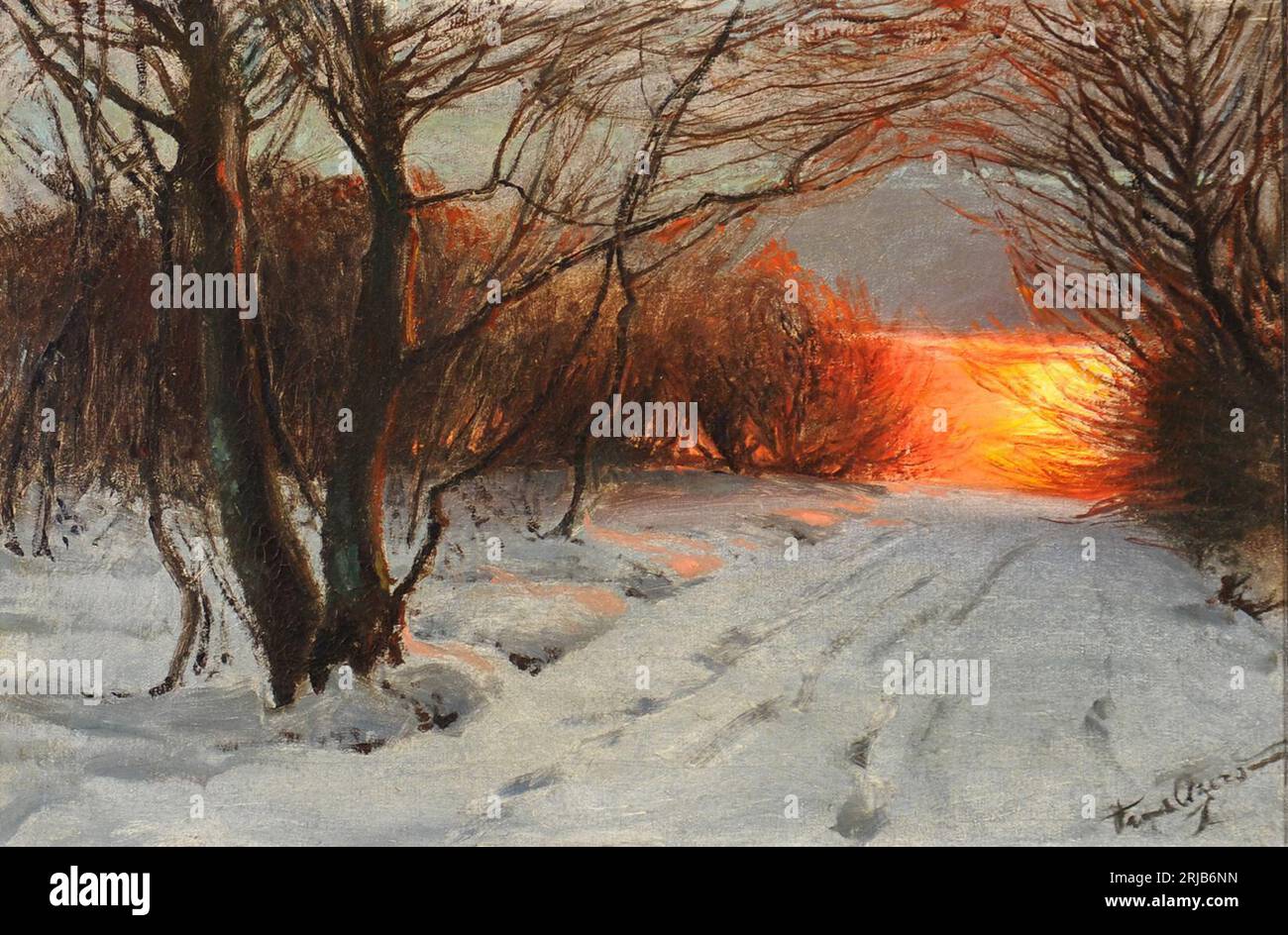 Winter sunset. between 1875 and 1925 by Hans Agersnap Stock Photo - Alamy