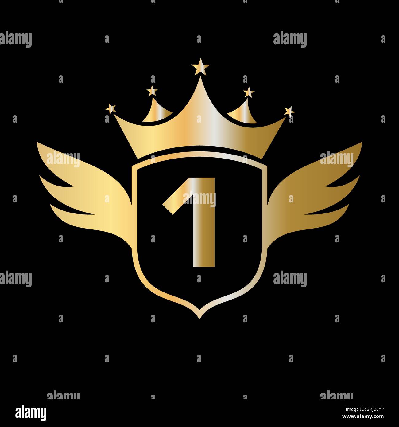 Letter 1 Transportation Logo With Wing, Shield And Crown Icon. Wing ...