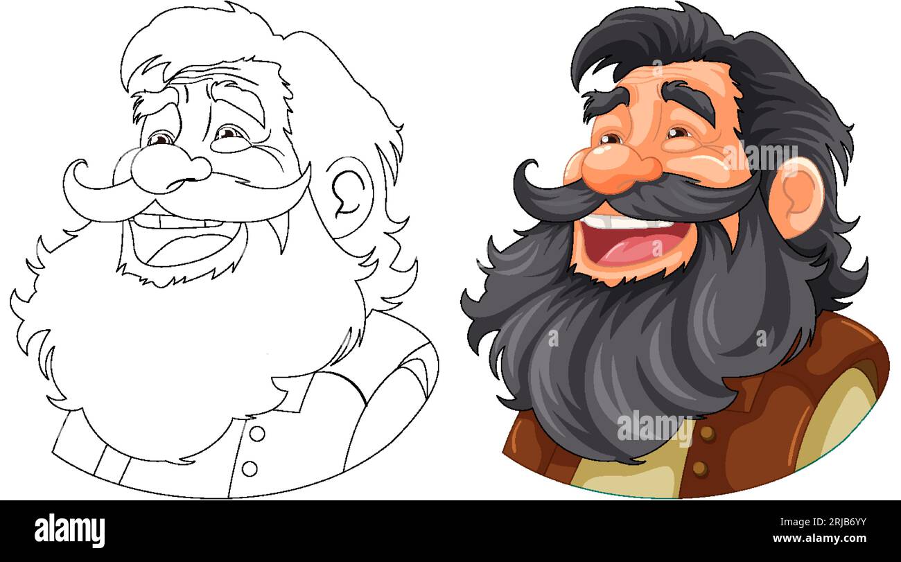 A cheerful cartoon illustration of an elderly lumberjack with a beard ...