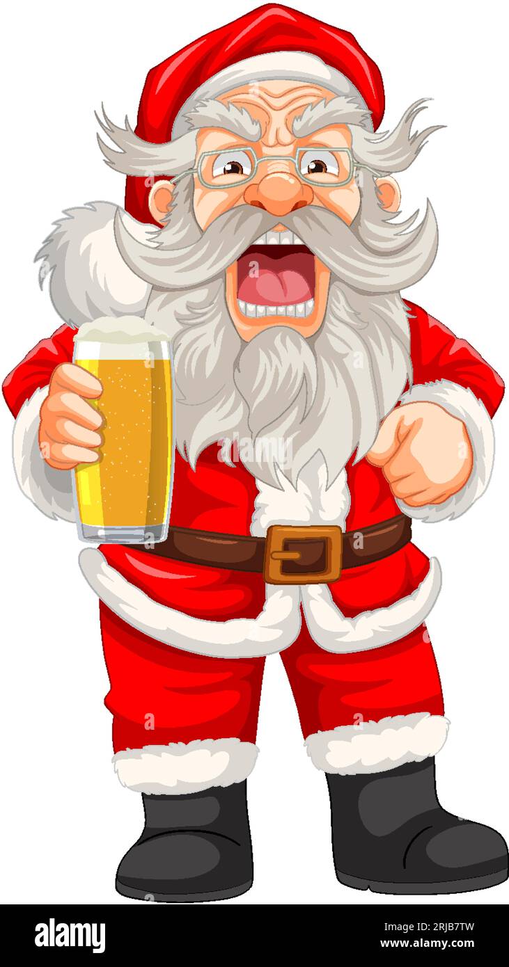 Cartoon illustration of an angry old man wearing a Santa Claus outfit ...