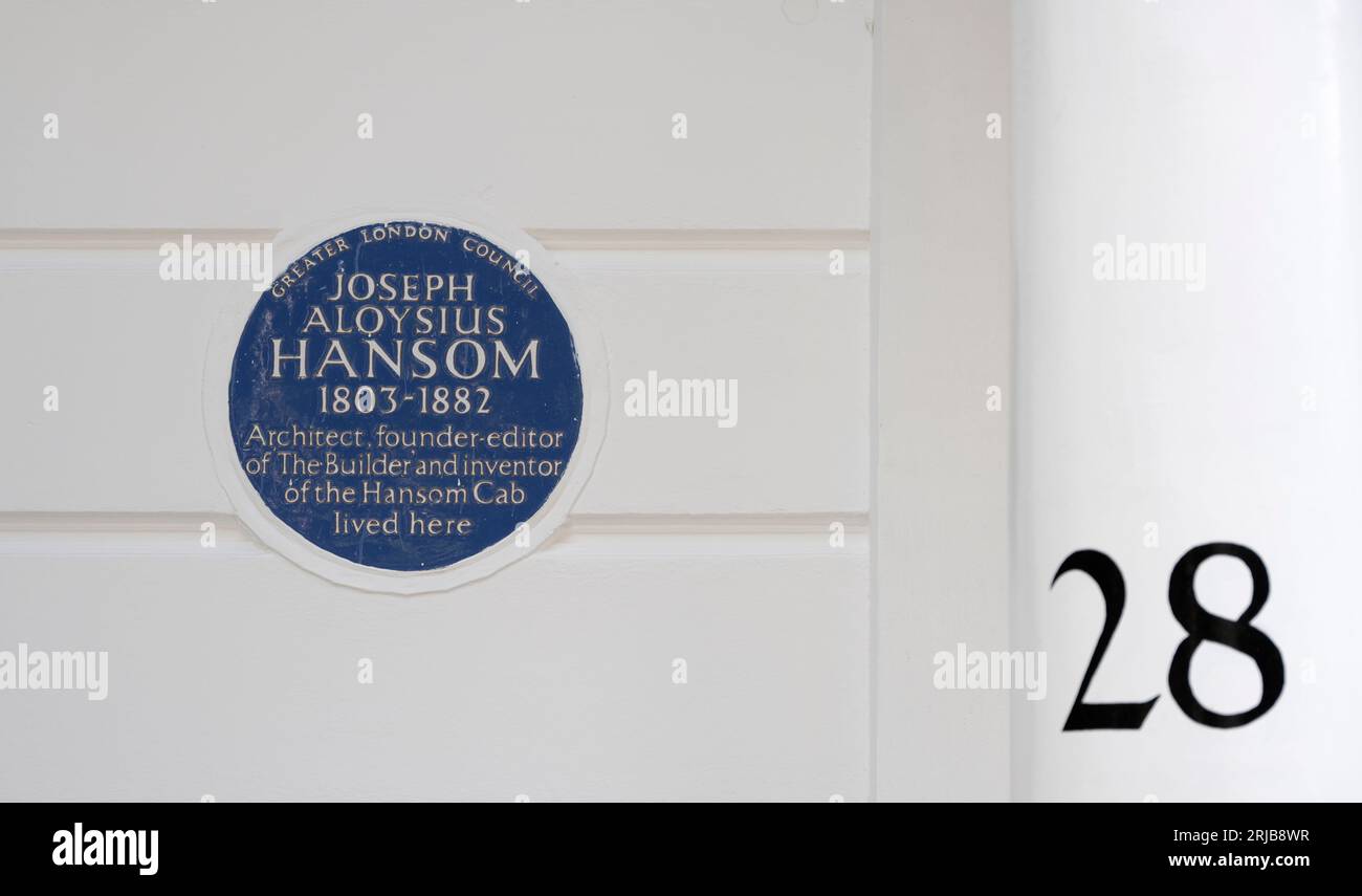 Joseph Aloysius Hansom, GLC Blue Plaque at 28 Sumner Place, London, UK ...