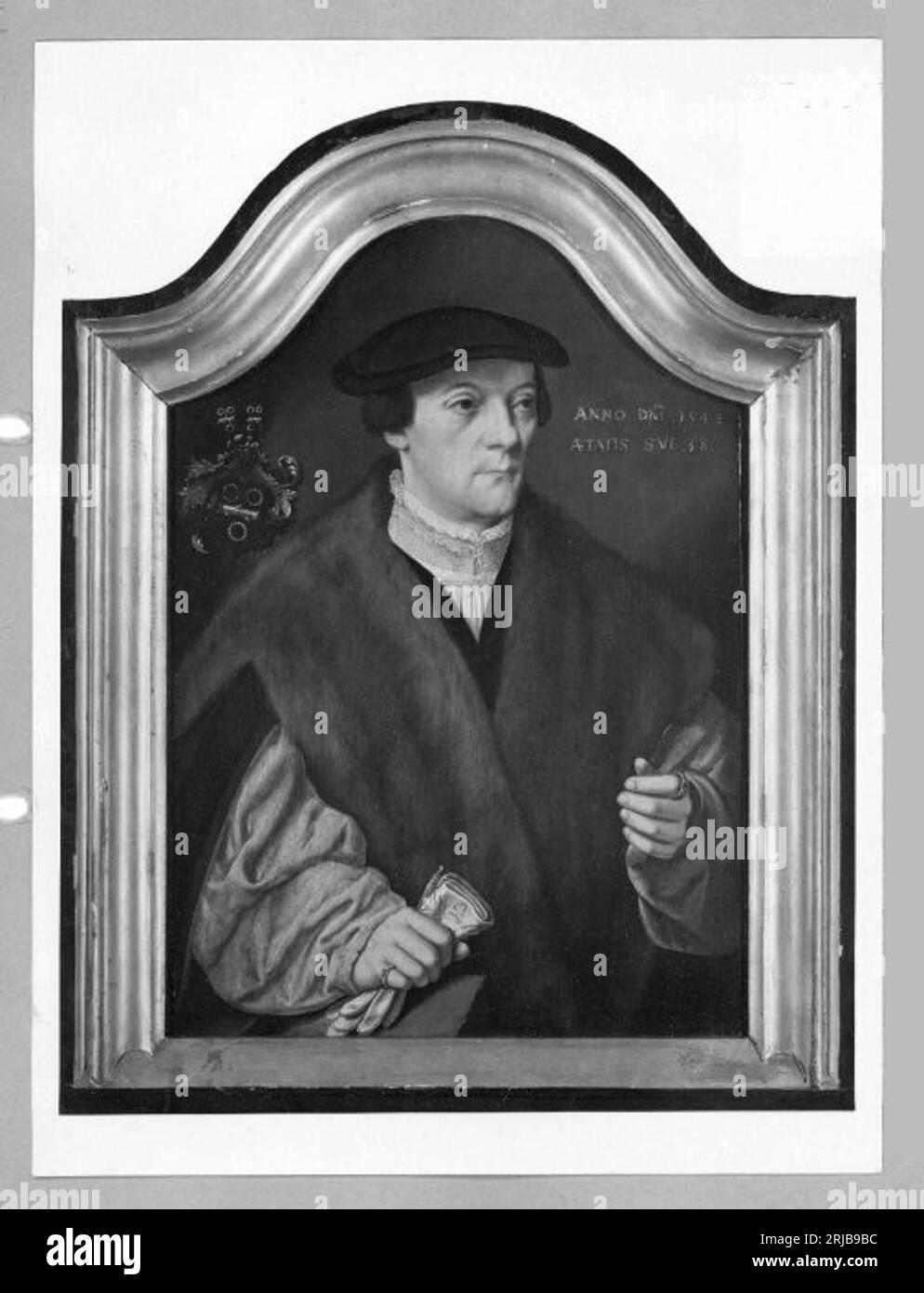 Man's portrait with armour, rear: child wifh skull 1544 by ...