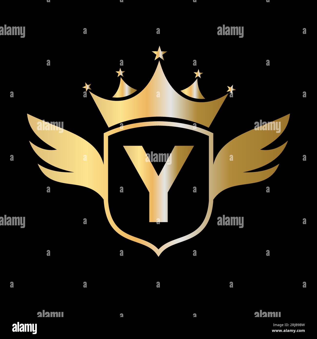 Letter Y Transportation Logo With Wing, Shield And Crown Icon. Wing ...