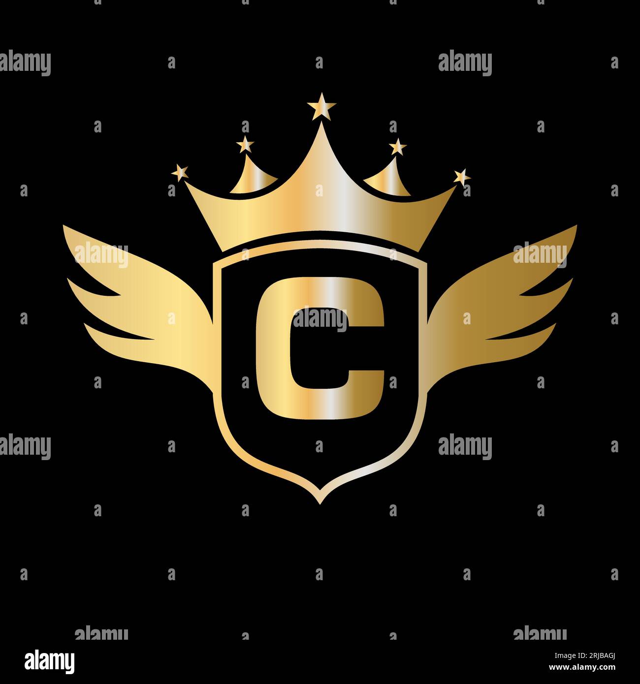 Letter C Transportation Logo With Wing, Shield And Crown Icon. Wing ...