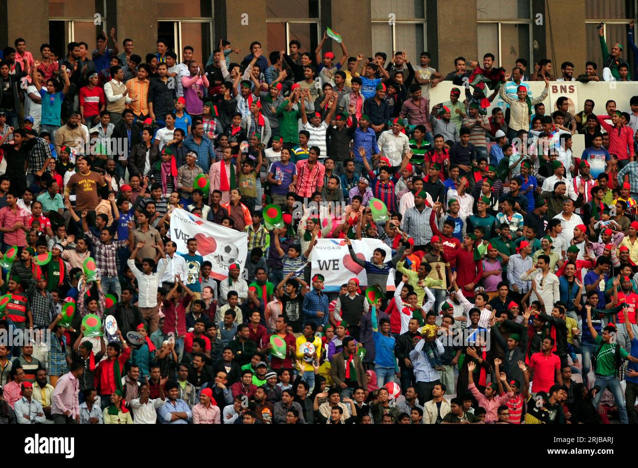 Bangladeshi football fans during the Banglabandhu Gold Cup semifinal ...