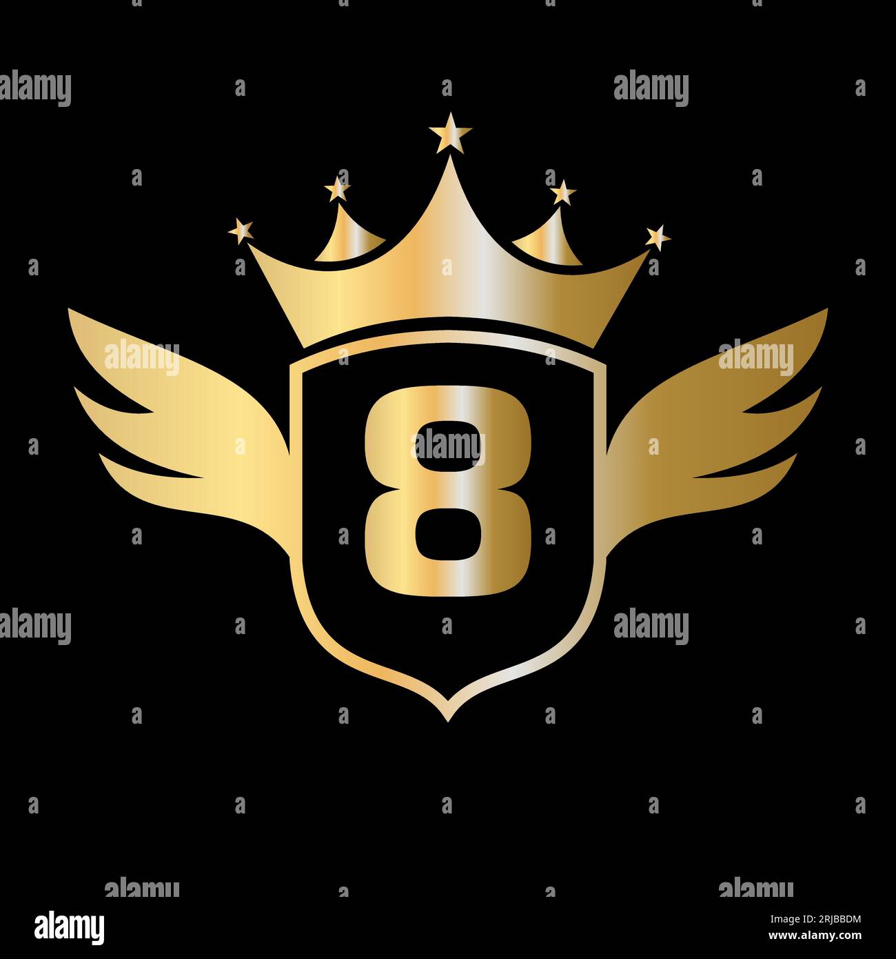 Letter 8 Transportation Logo With Wing, Shield And Crown Icon. Wing ...