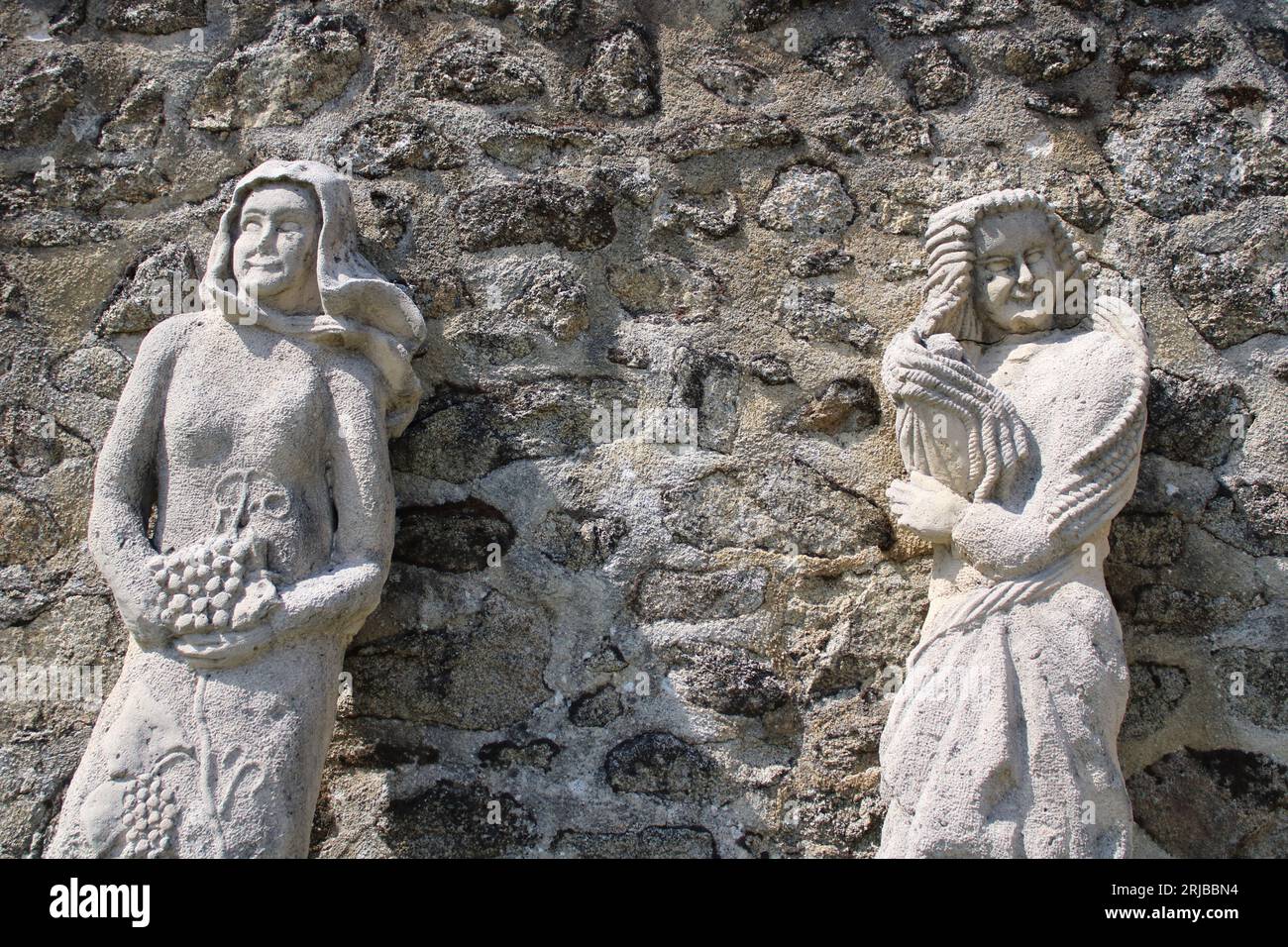 Statues of 2 women carved in granite by the famous 19th century artist ...