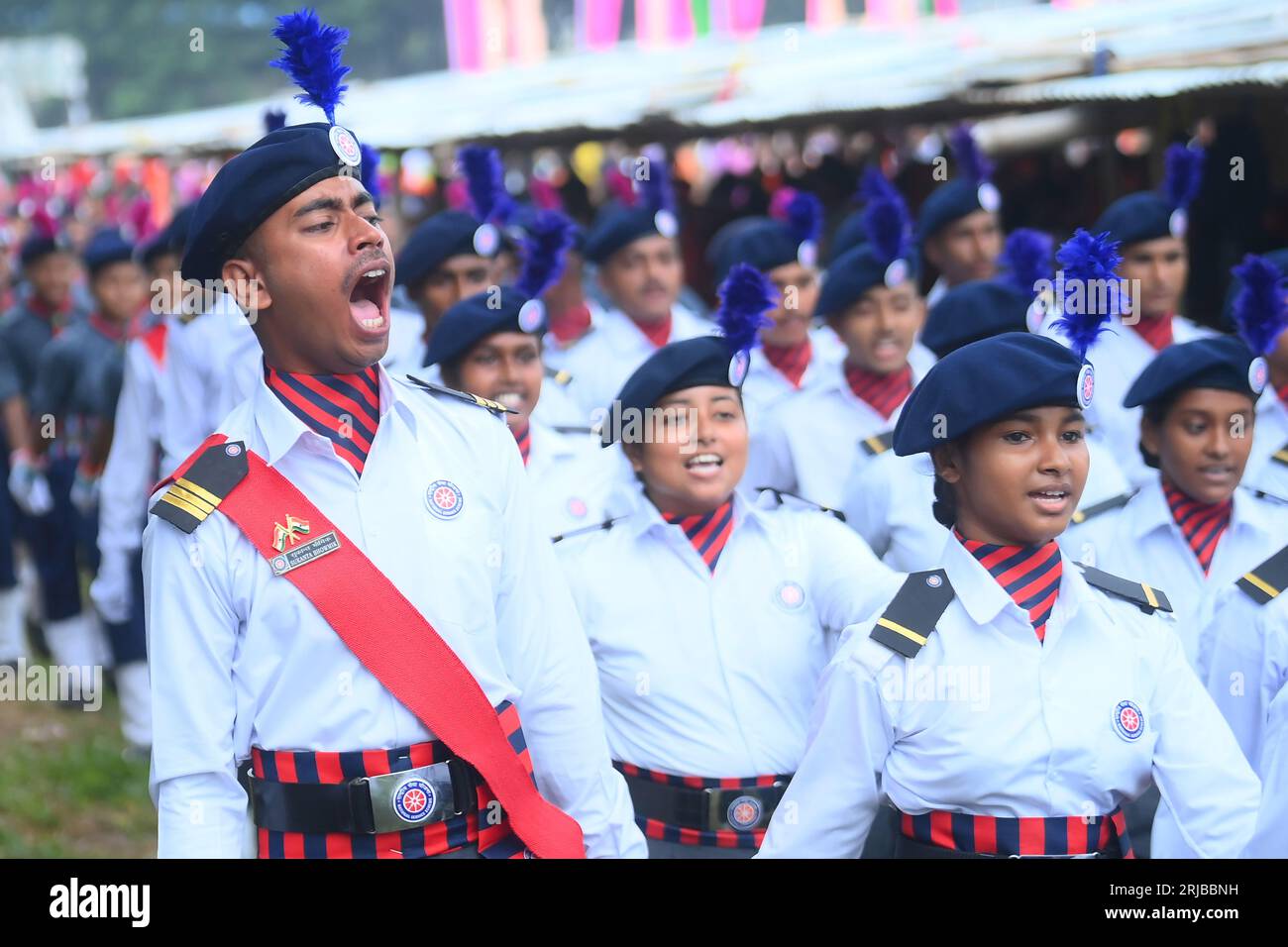 Soldiers of different platoons at the 77th Independence Day parade at ...