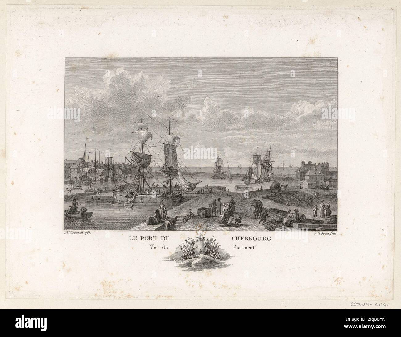 Le Port de Cherbourg Vu du Port Neuf 1776 by Nicolas Ozanne Stock Photo ...