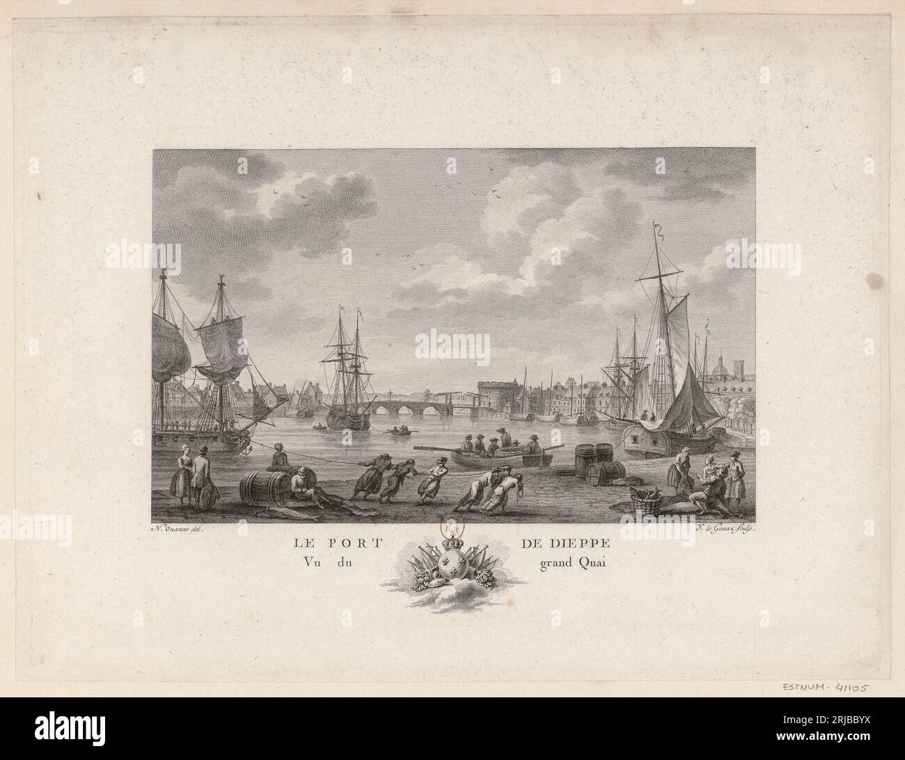 Le Port de Dieppe Vu du Grand Quai 1776 by Nicolas Ozanne Stock Photo ...