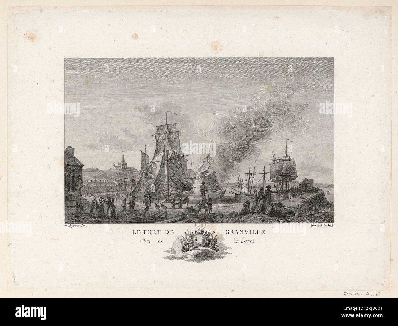 Le Port de Granville Vu de la Jettée 1776 by Nicolas Ozanne Stock Photo ...