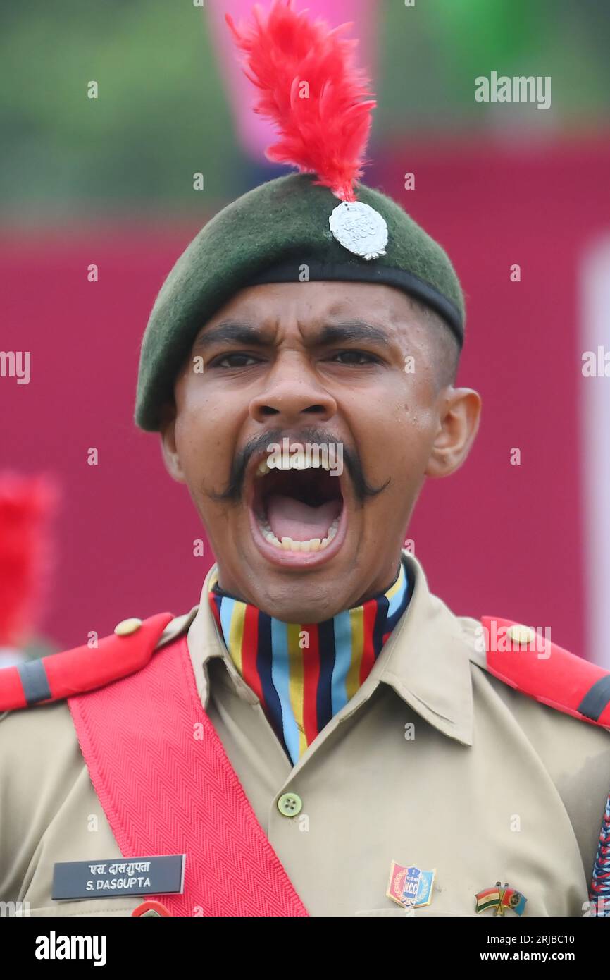 Soldiers of different platoons at the 77th Independence Day parade at ...