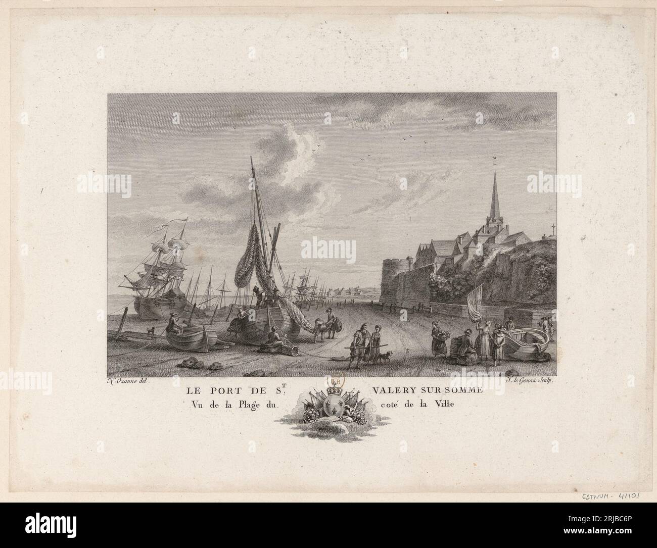 Le Port de S.t Valery sur Somme vu de la Plage du Côté de la Ville 1776 ...