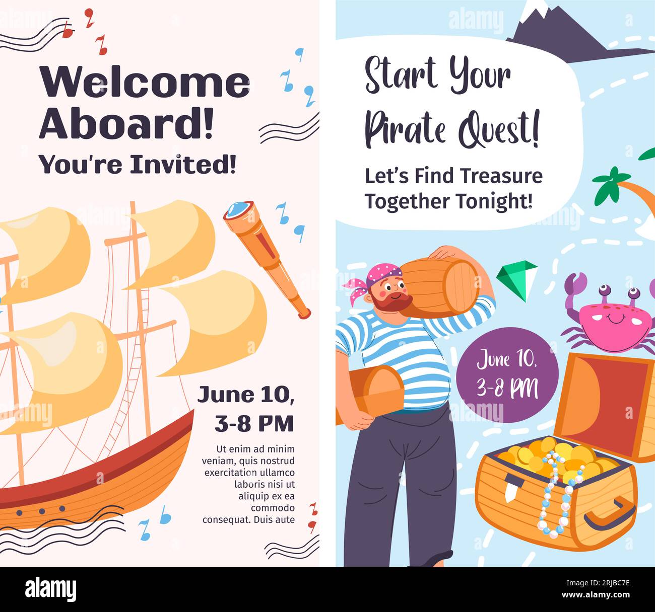 Welcome aboard start your pirate party quest game Stock Vector Image ...