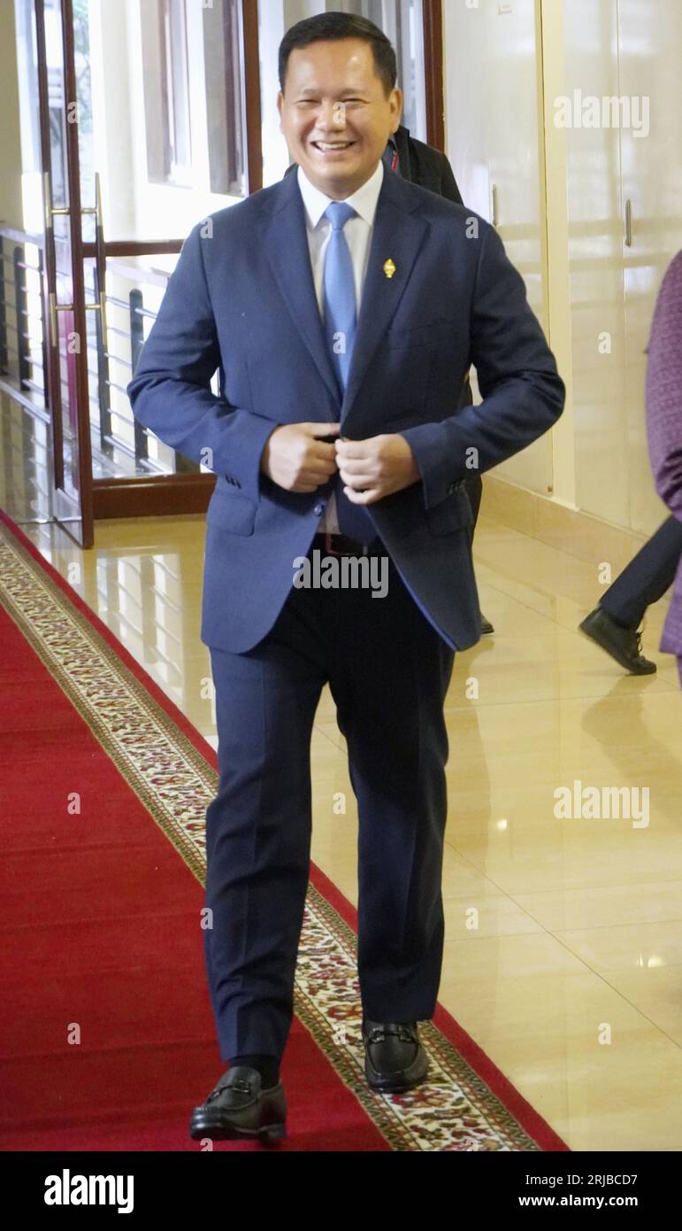 Hun Manet, the eldest son of Cambodian Prime Minister Hun Sen, walks to ...